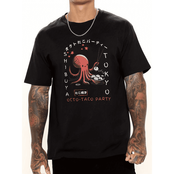 Octopus braised street food Cotton casual T-shirt - Walmart.com