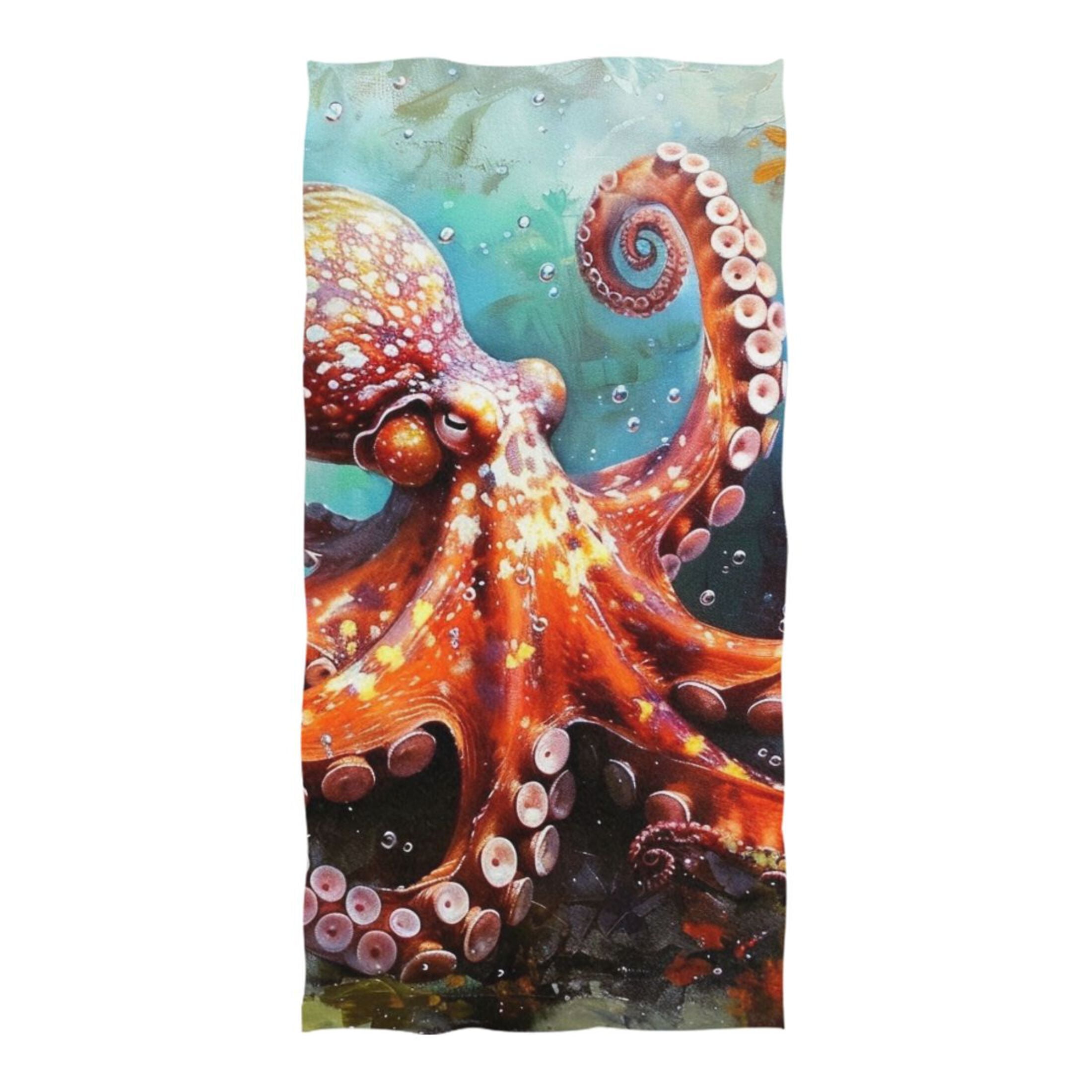 Octopus in Bottom Sea Beach Towel Oversized 74"x37" Pool Towels Soft ...