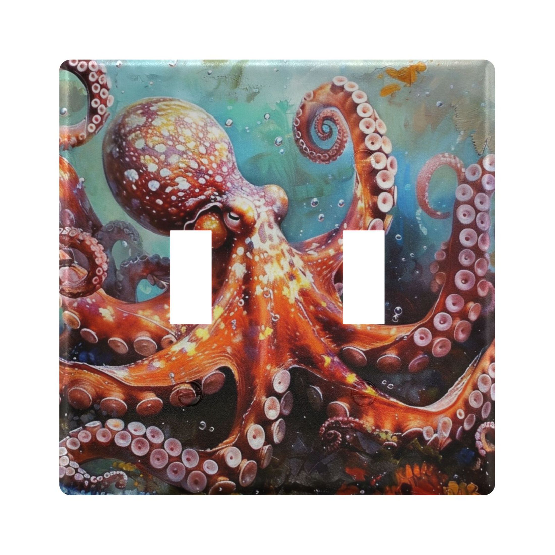 Octopus in Bottom Sea Light Switch Plate Covers 2 Gang Wall Plate ...