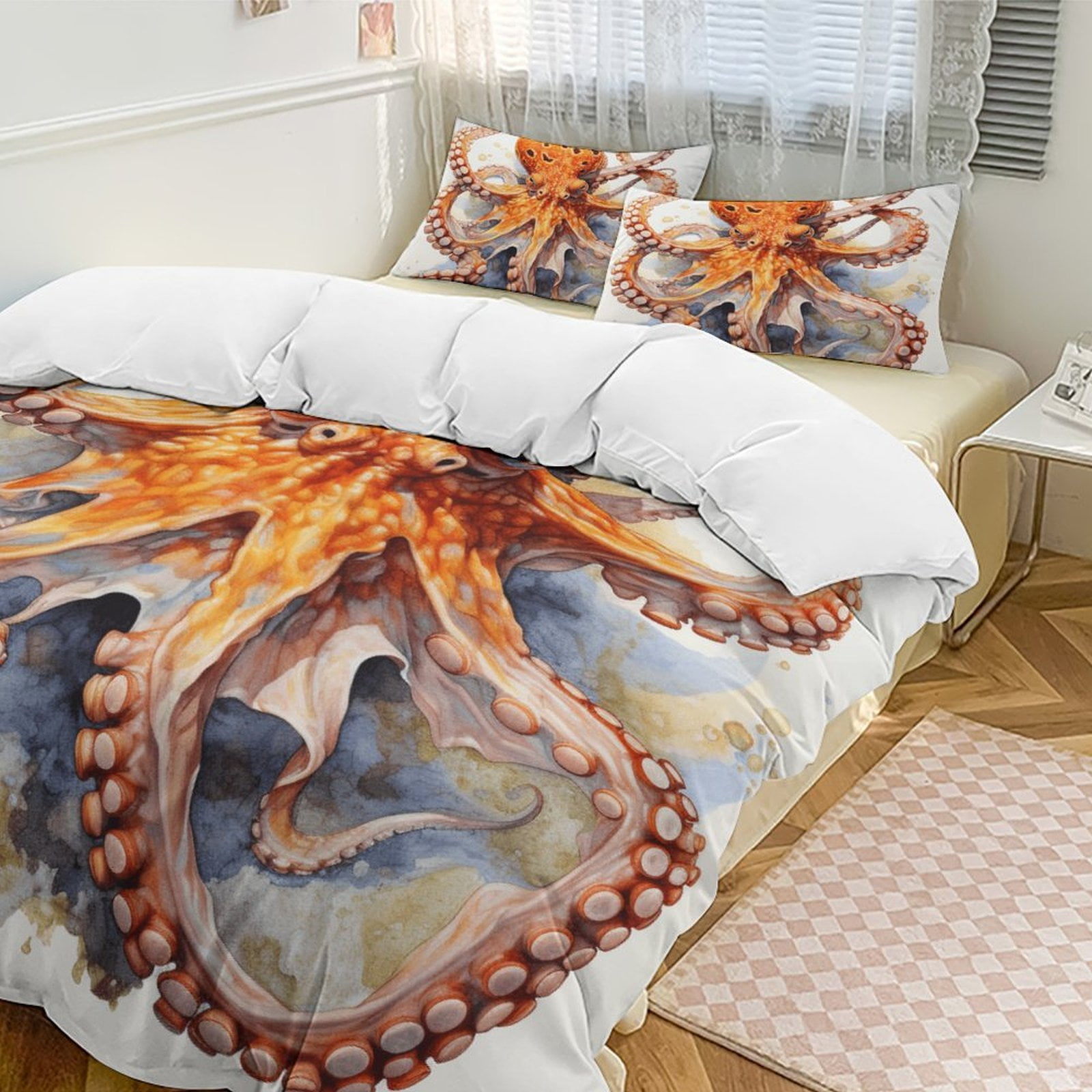 Octopus in The Mysterious Ocean Duvet Cover Set Pattern Soft Bedding ...