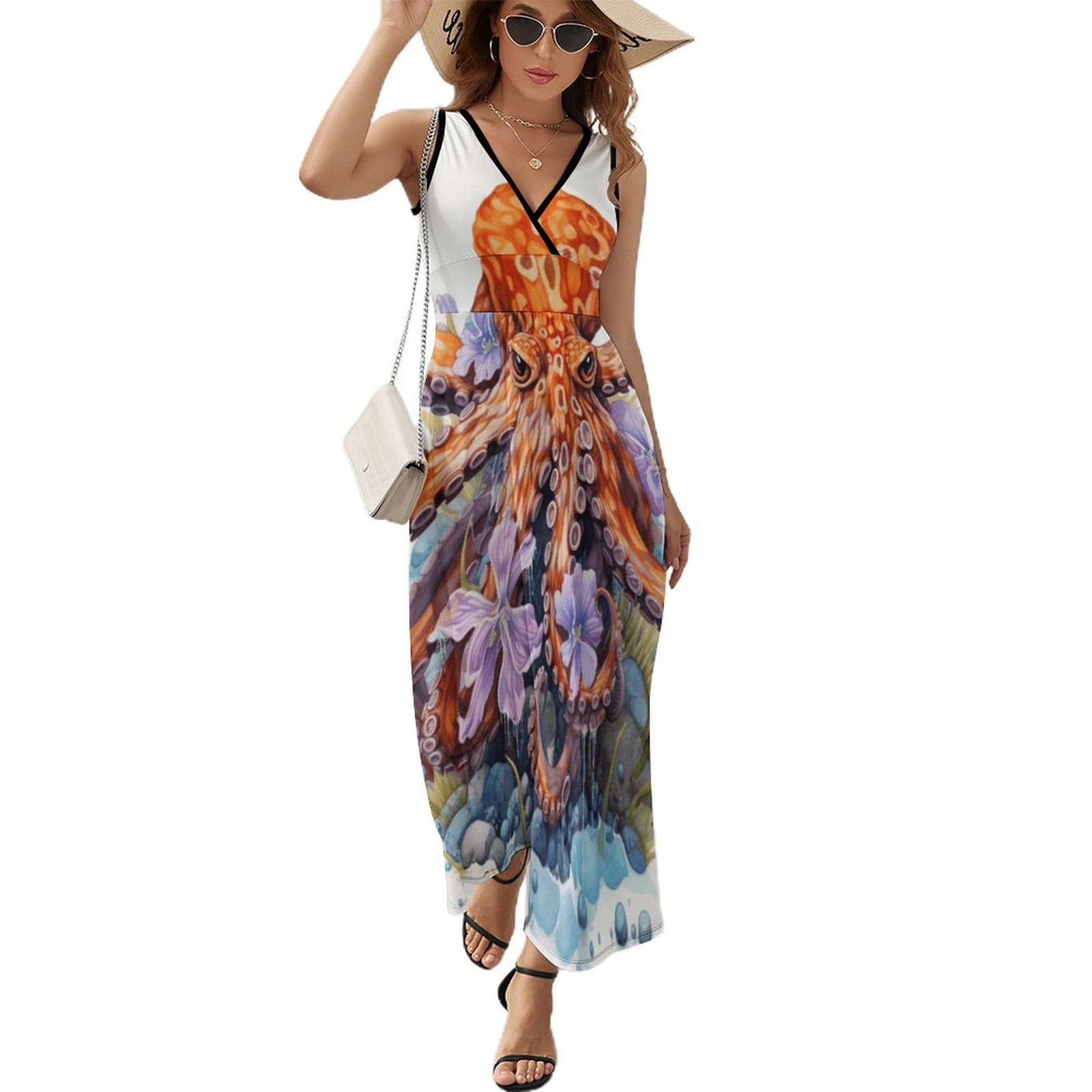 Octopus in The Mysterious Ocean Pattern Design Sleeveless Dress Summer ...