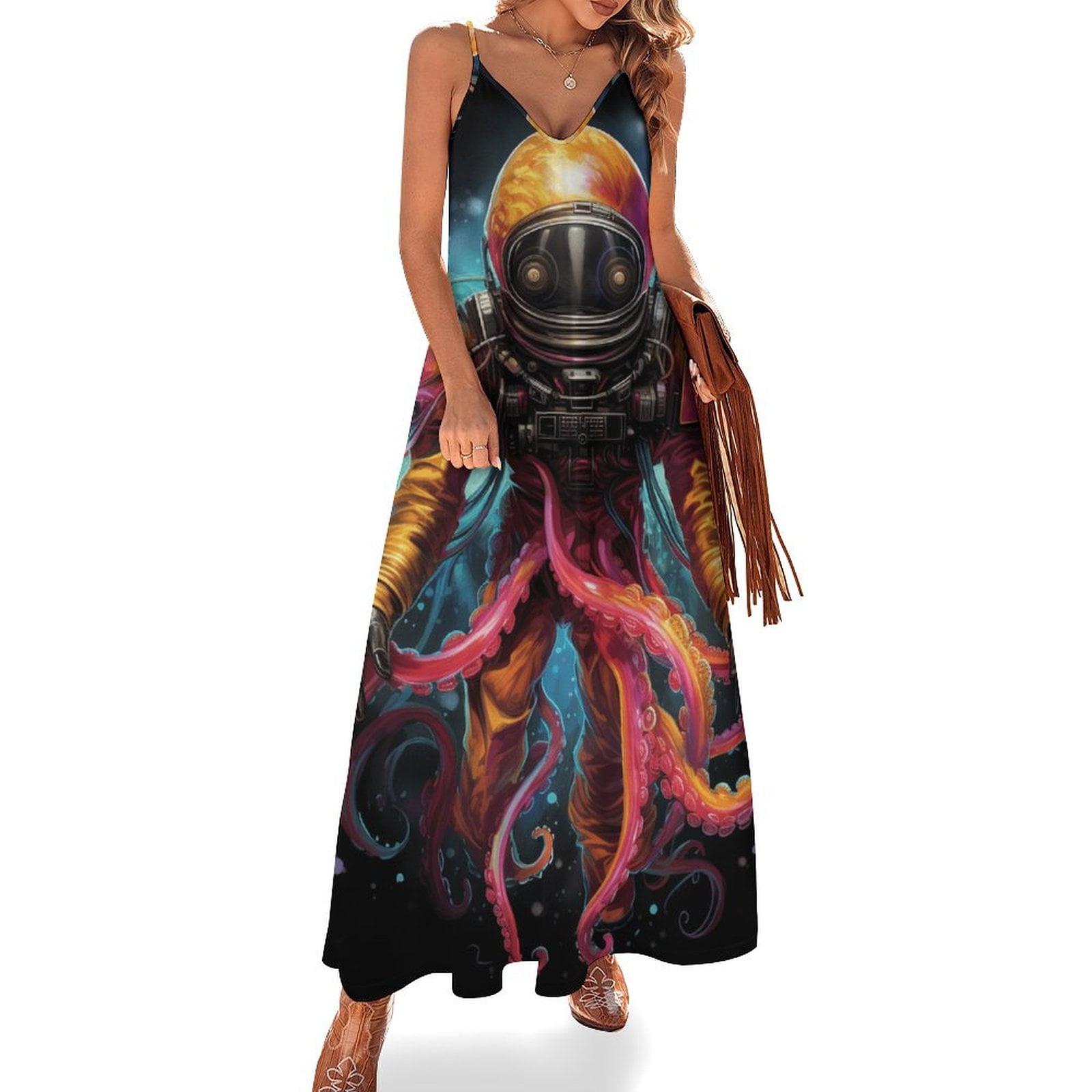 Octopus in The Mysterious Ocean Sleeveless Dress for Women Clothing ...