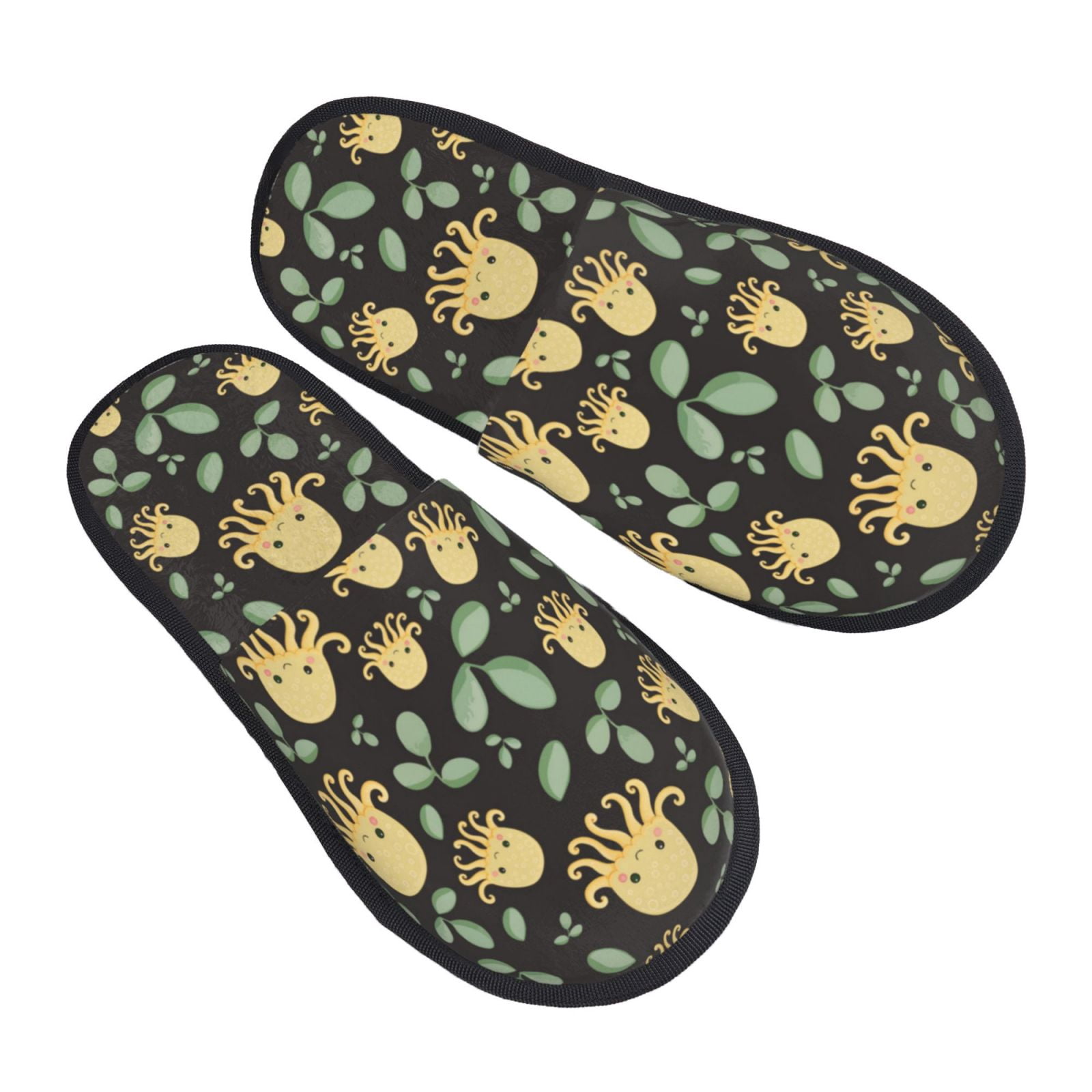 Octopuses And Leaves House Slippers for Women Indoor, Fuzzy Warm Women ...
