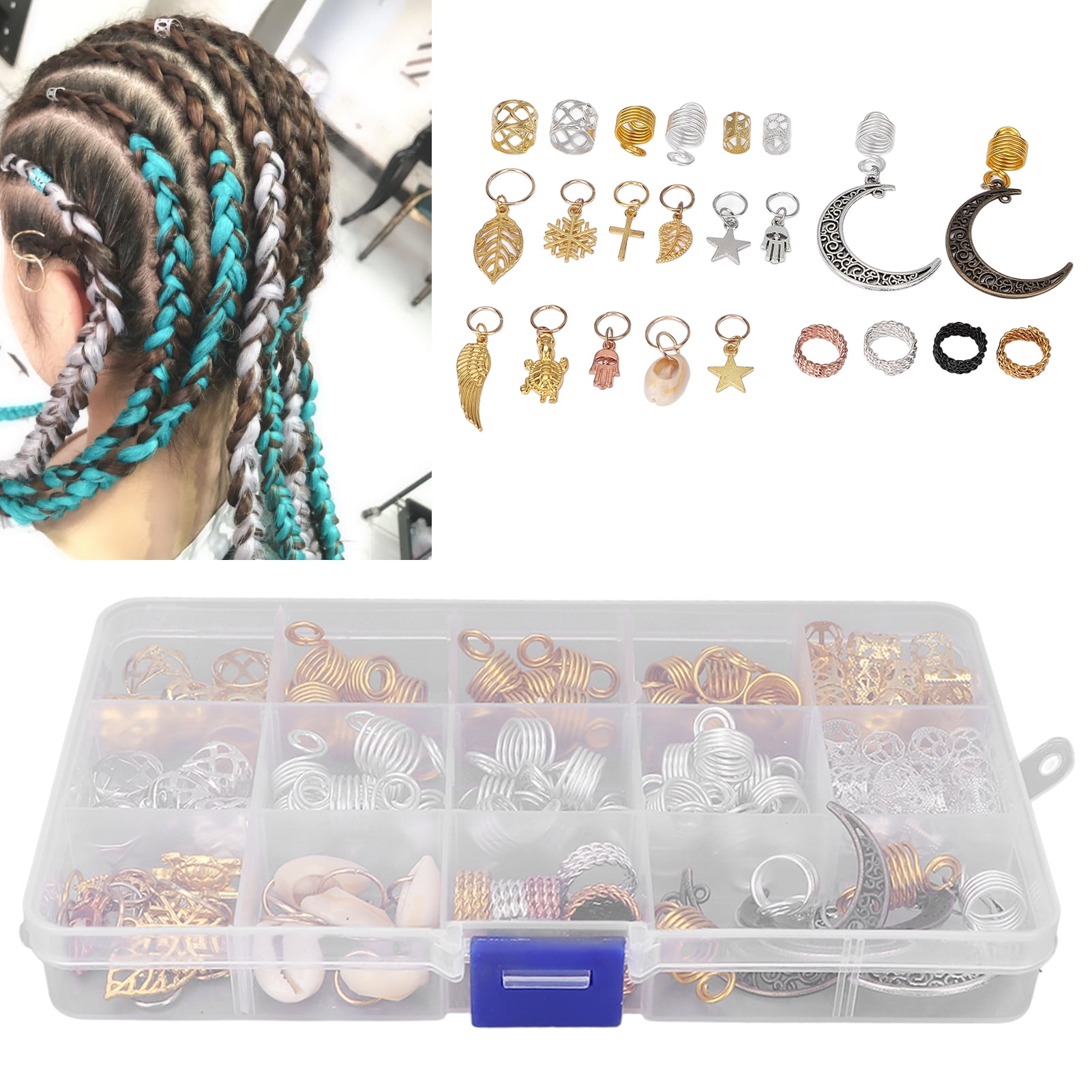 Octpeak Hair Braid Clips,117pcs Fashionable Hair Dreadlocks Beads ...