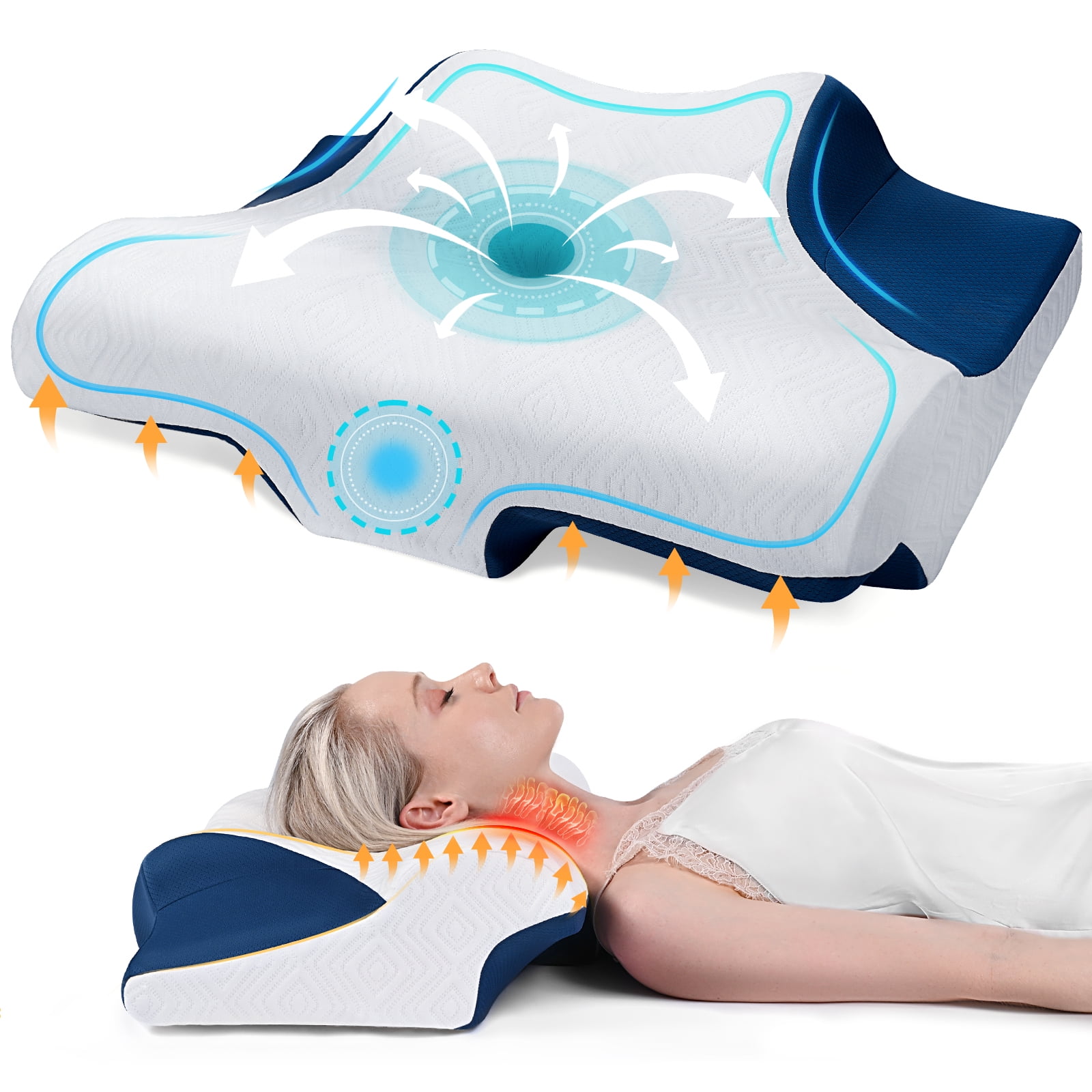 Ocuuziisu Cervical Pillow for Neck and Shoulder Pain Relief, Contour ...