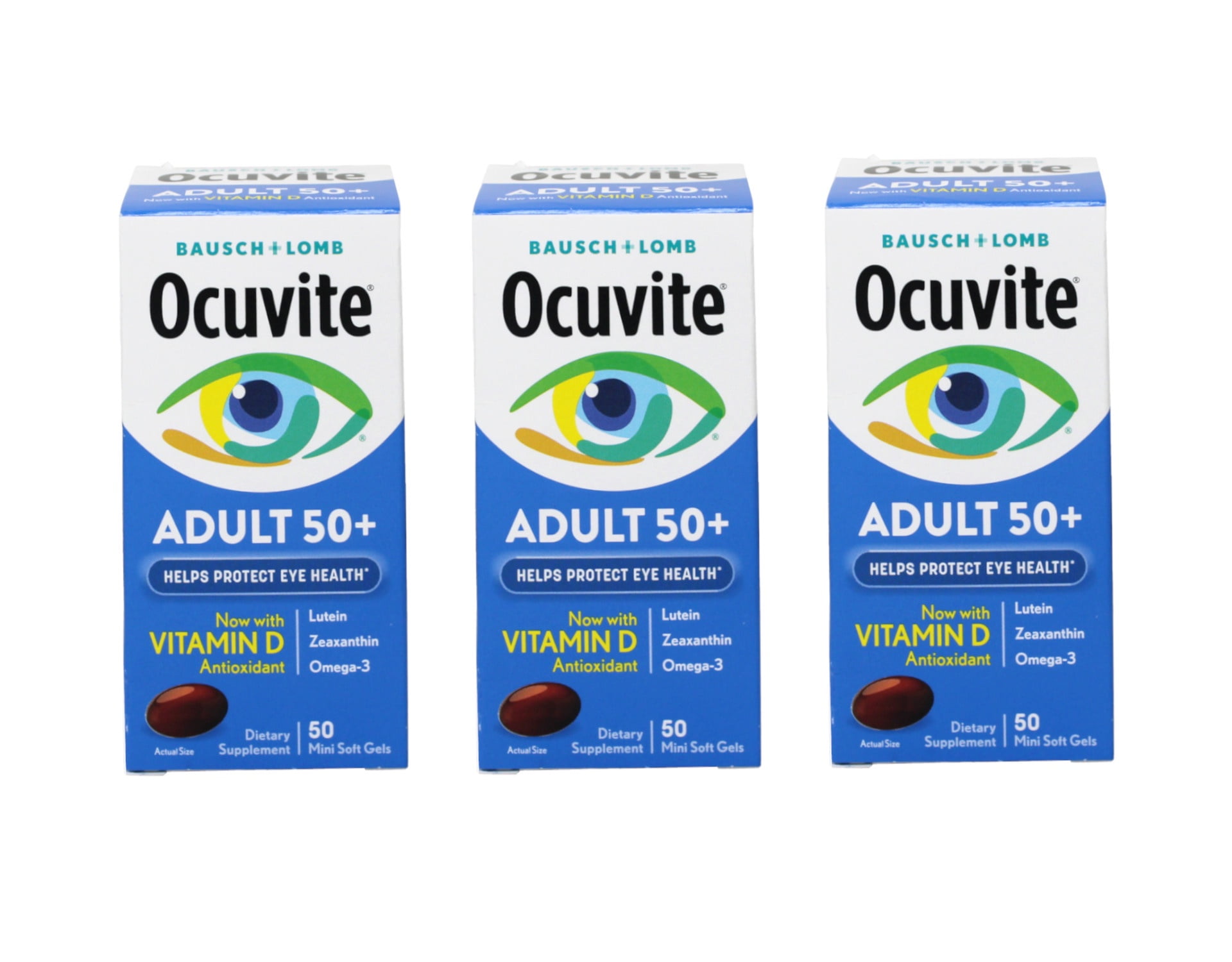 (3 pack) Ocuvite Adult 50+ Eye Health Dietary Supplement, Mini Soft ...