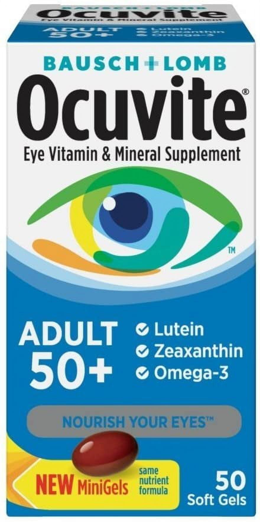 Ocuvite Adult 50+ Eye Vitamins, Lutein, Zeaxanthin, Omega-3, Soft Gel ...