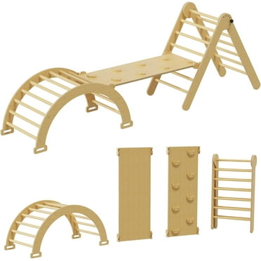 Sakiyrr 2-in-1 Wooden Triangle Climber with Ramp, Indoor Foldable ...
