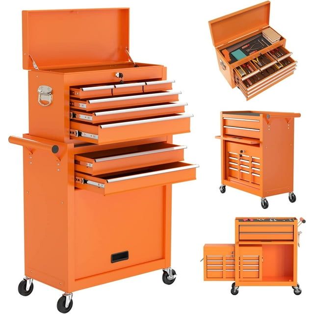 Odaof 8 Drawer Mechanic Tool Chest with Wheels Heavy Duty Rolling Tool ...