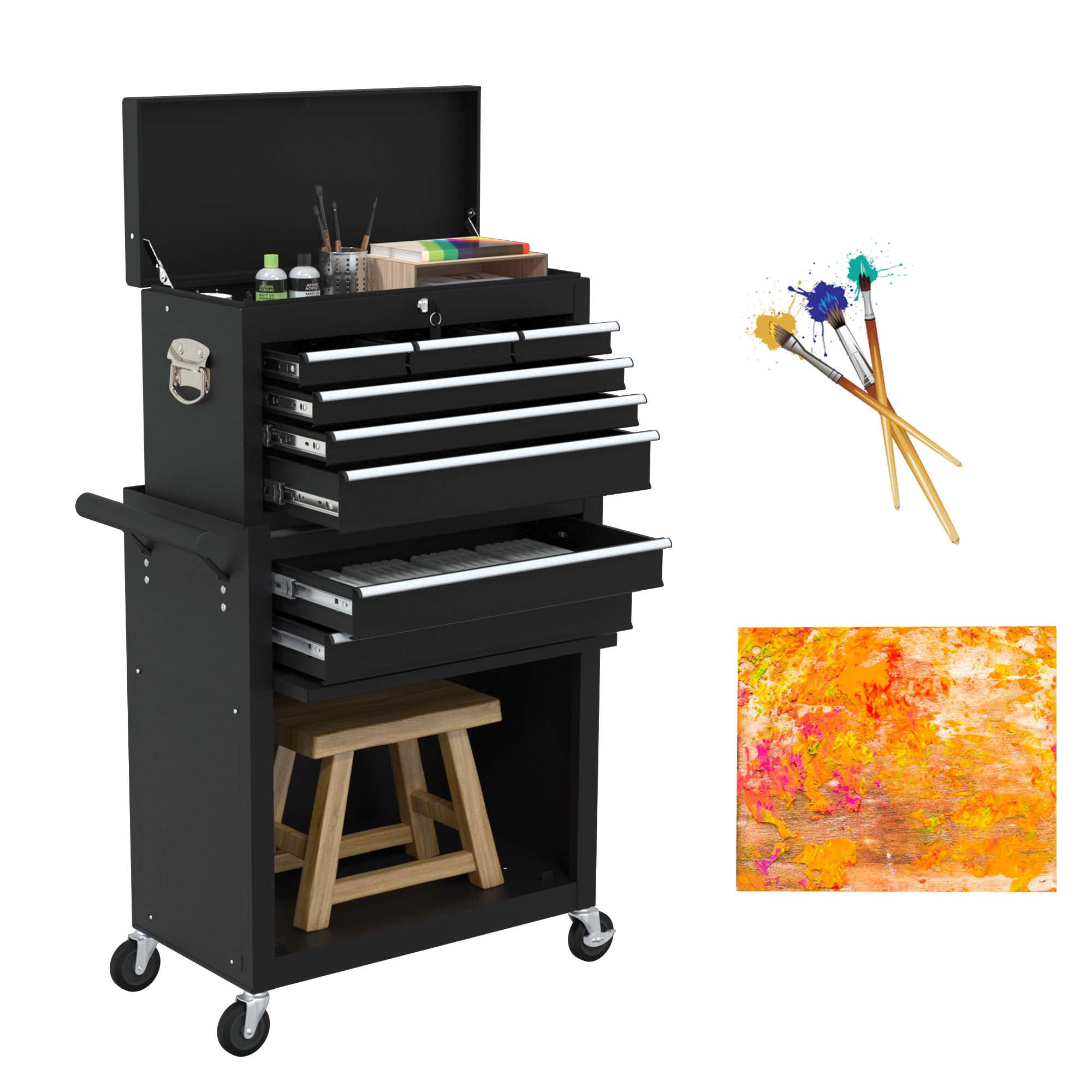 Odaof Mobile 8-Drawer Tool Chest, High Capacity Storage with Locks, 4 ...