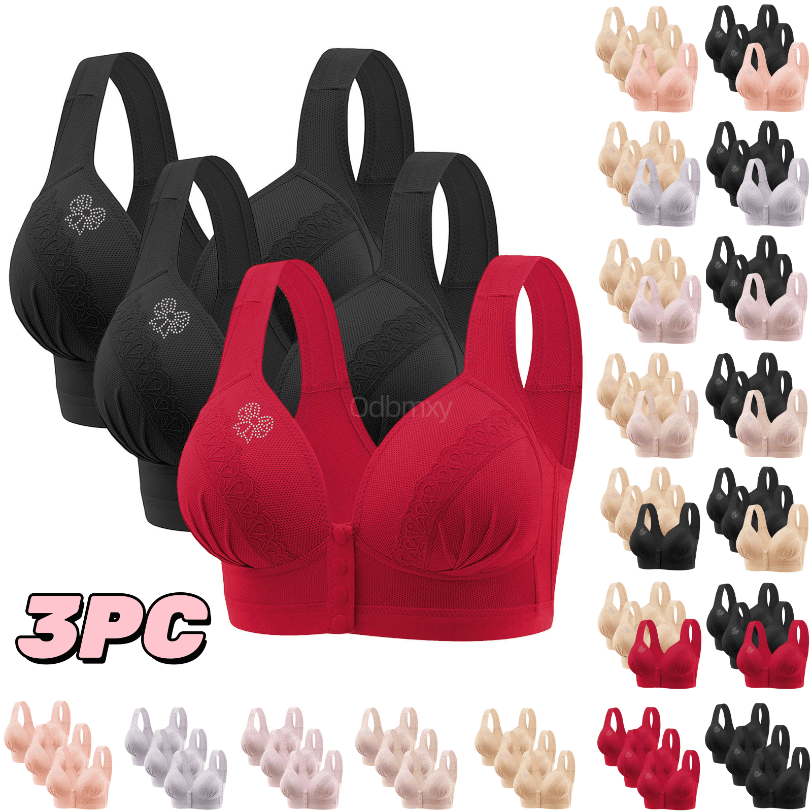 Odbmxy 3 PC Push up Women's Plus Size Bras Wireless Ladies Bras Full ...