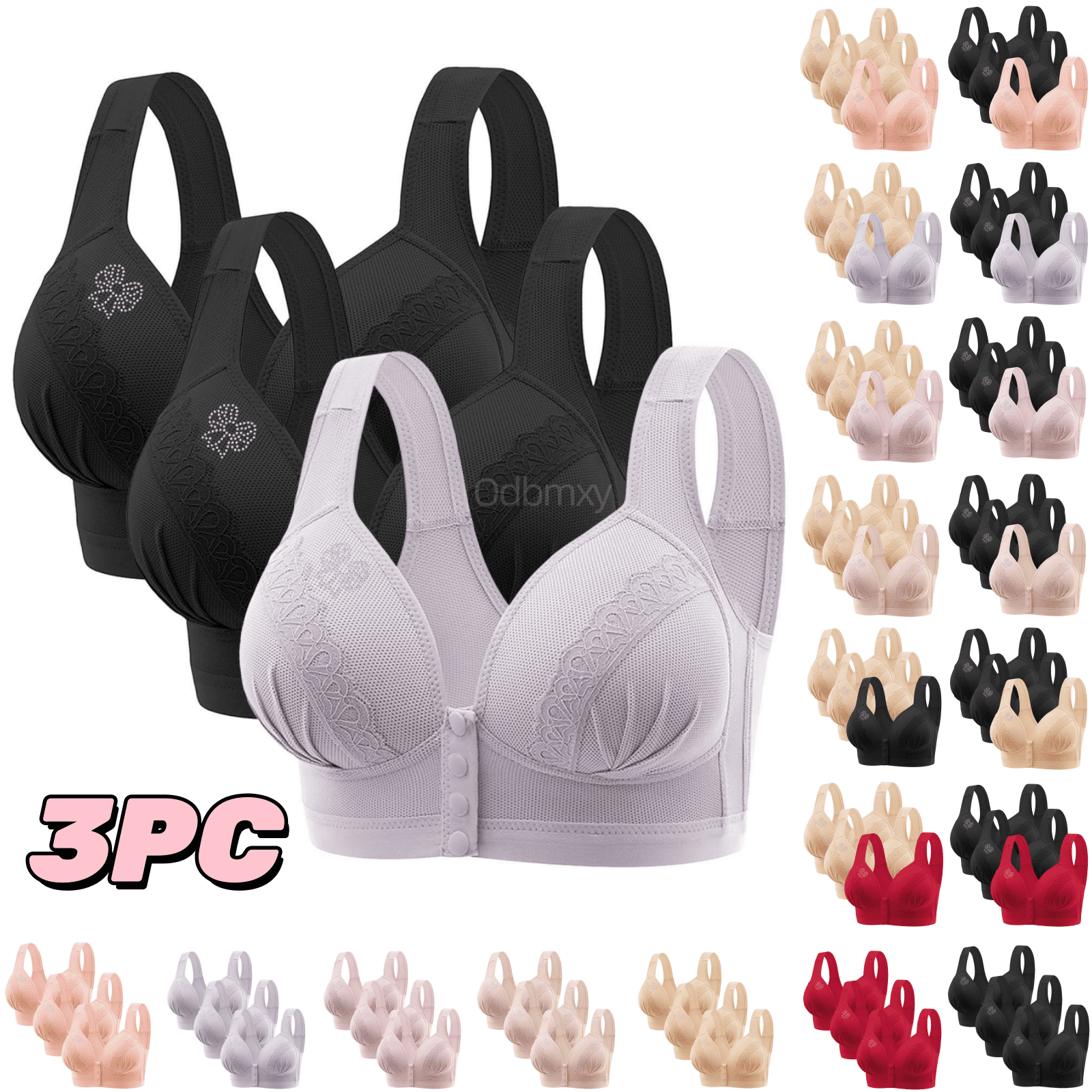 Odbmxy 3 PC Push up Womens Plus Bra Wireless Womens Bra Full Coverage ...