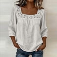 Odbmxy Blouses for Women Square Neckline Fall 3/4 Sleeve Vintage Plain ...