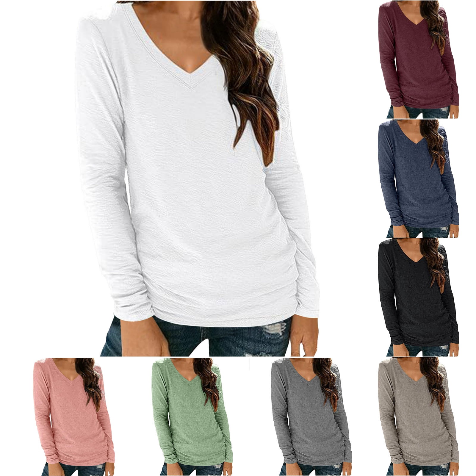 Odbmxy Cotton T-Shirts Women Long Sleeve Tops Women Basic Layering ...