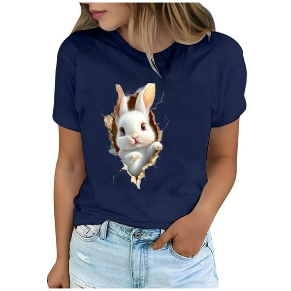 Odbmxy Easter Womens Plus Size T Shirts Summer Short Sleeve Ladies Tops ...