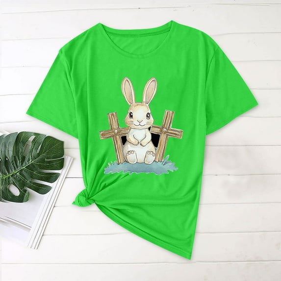 Odbmxy Holiday Womens Tee Shirts Plus Size Easter Short Sleeve Ladies ...