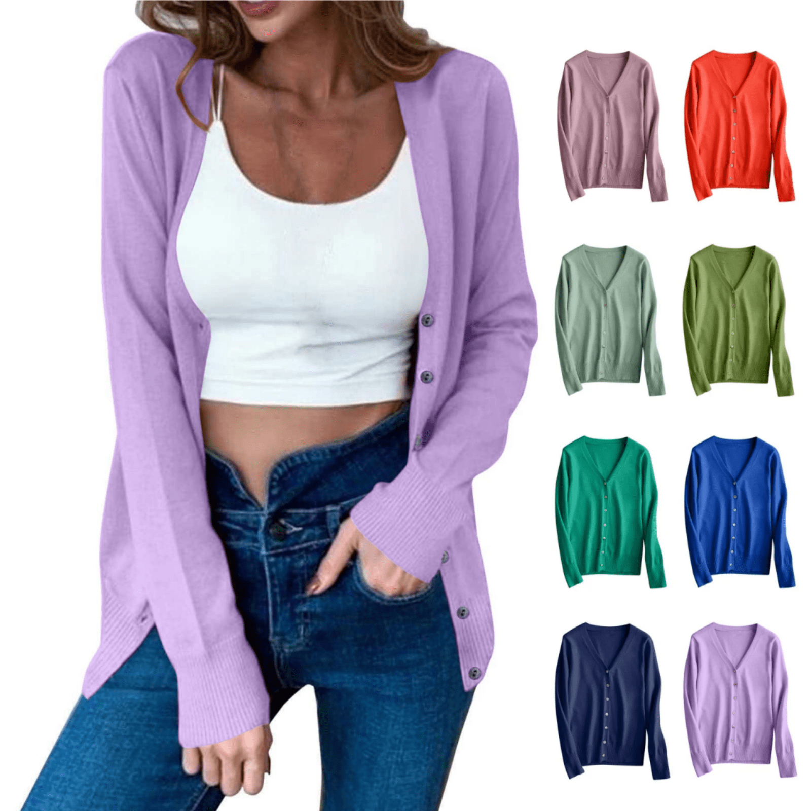 Odbmxy Ladies Sweaters Long Sleeve V-Neck Sweaters for Women Plus Size ...