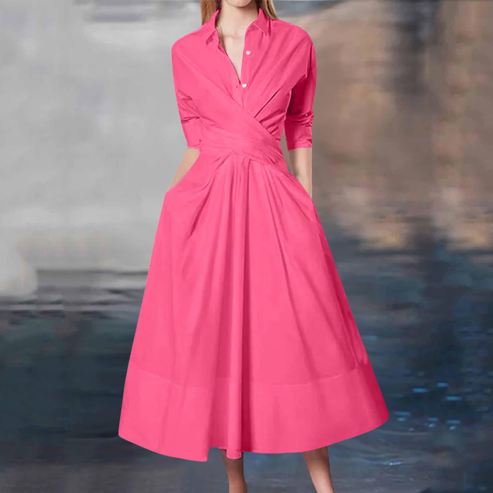 Odbmxy Midi Dresses for Women Long Sleeve Tunic Women Dresses Plus ...