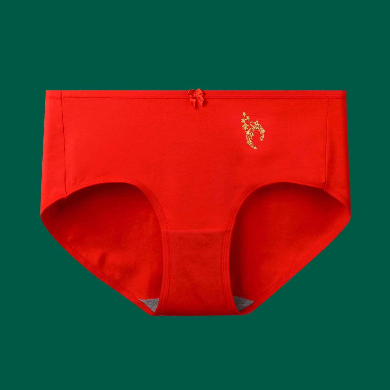 Odbmxy Panties for Women Cotton Briefs Seamless Women Plus Size Underwear Breathable Solid Red ...