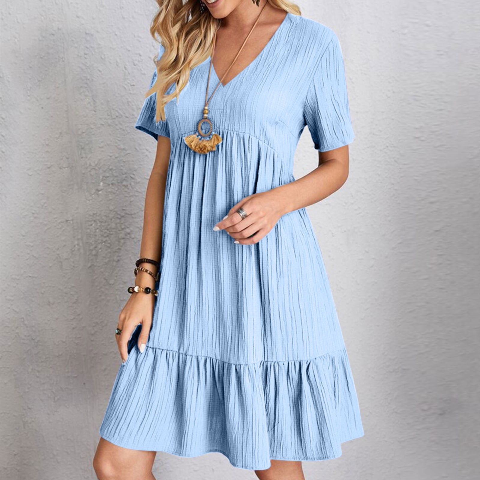Odbmxy Short Sleeve Sun Dresses for Women Plus Size Mini Woman Dresses ...