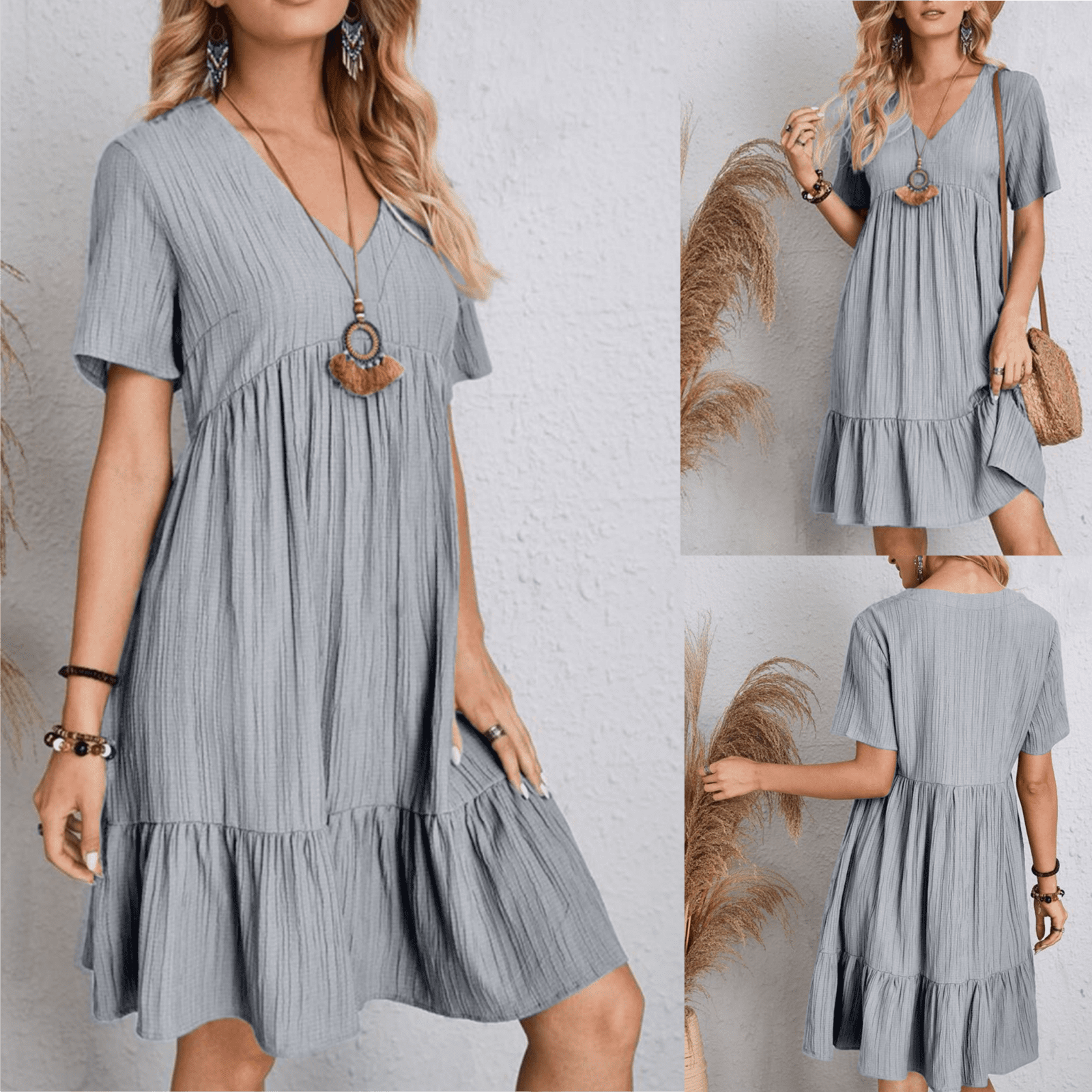 Odbmxy Sundresses for Women 2025 Trendy Short Sleeve Womens Mini Dress ...