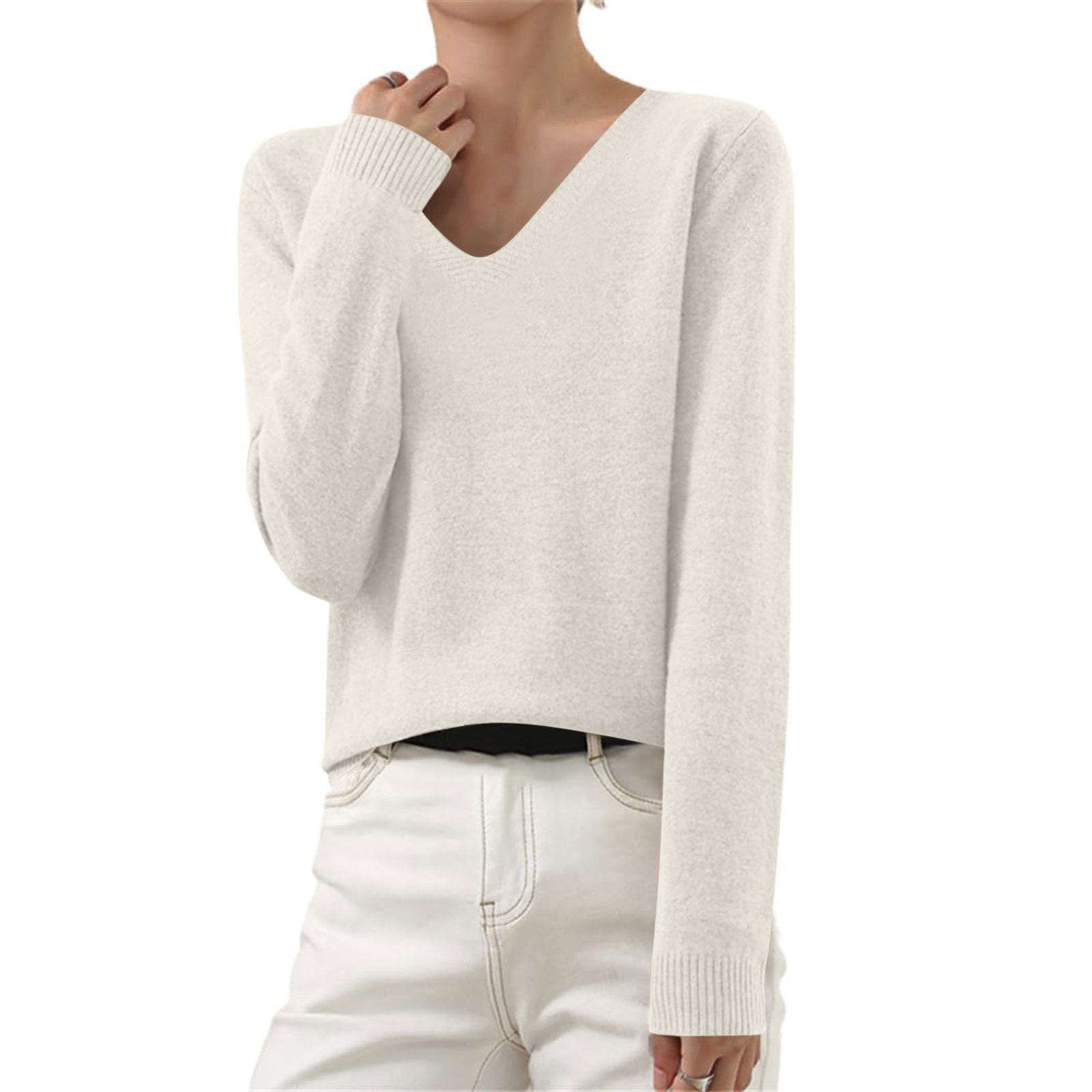Odbmxy Sweaters for Women Long Sleeve Cotton Spring Sweaters Women ...