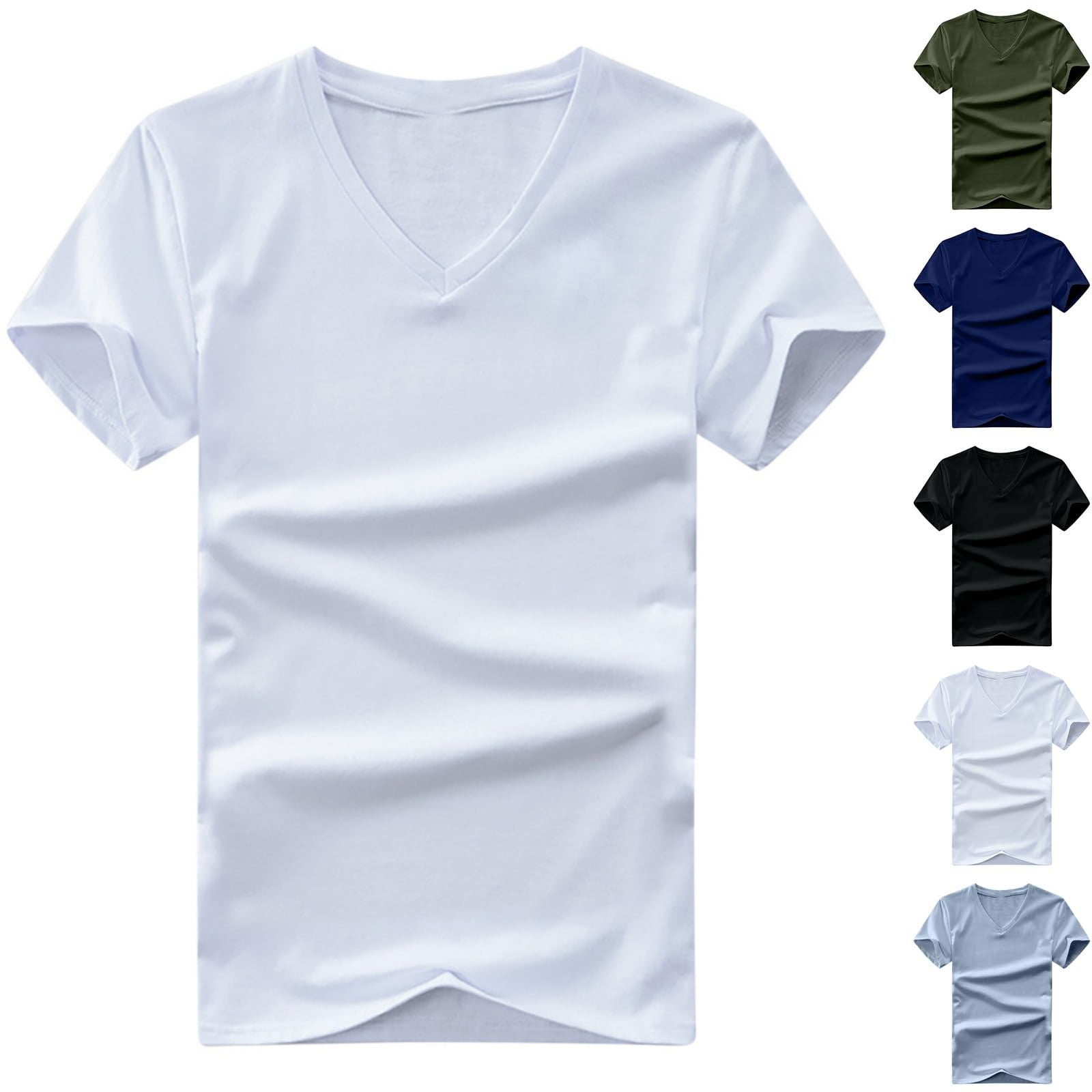 Odbmxy V-Neck Mens Short Sleeve T Shirts Cotton Basic Mens Tops Relaxed ...