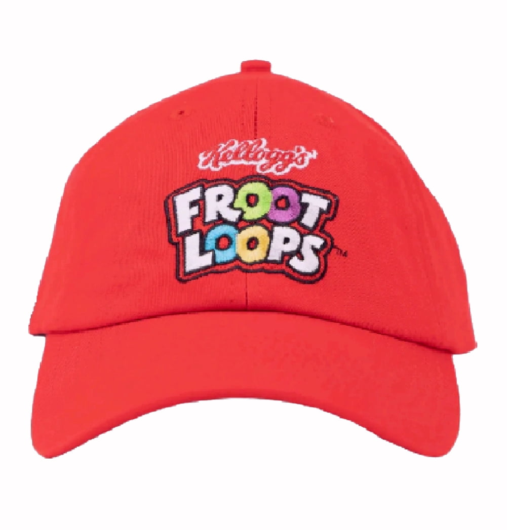ODD SOX Classic Froot Loops Dad Hat Bold Red Adjustable Strap Back Cap with Embroidered Cereal ...