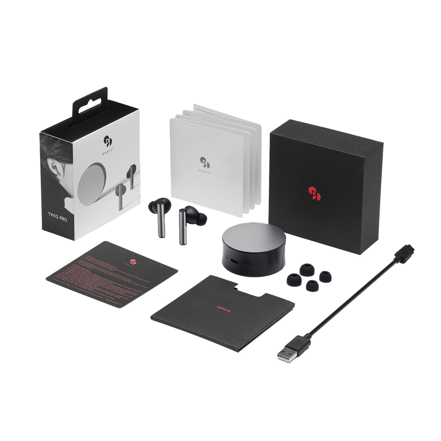 Oddict TWIG PRO Bluetooth Earbuds with Microphone and Charging Case, True Wireless, Digital ...