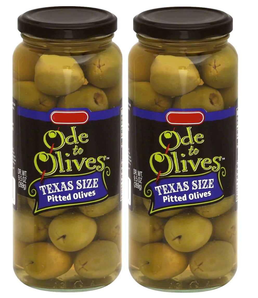 Ode to Olives Texas Size Pitted Green Olives 2 Glass Jars - DR. WT. 9.5 oz ( 269g - Walmart.com