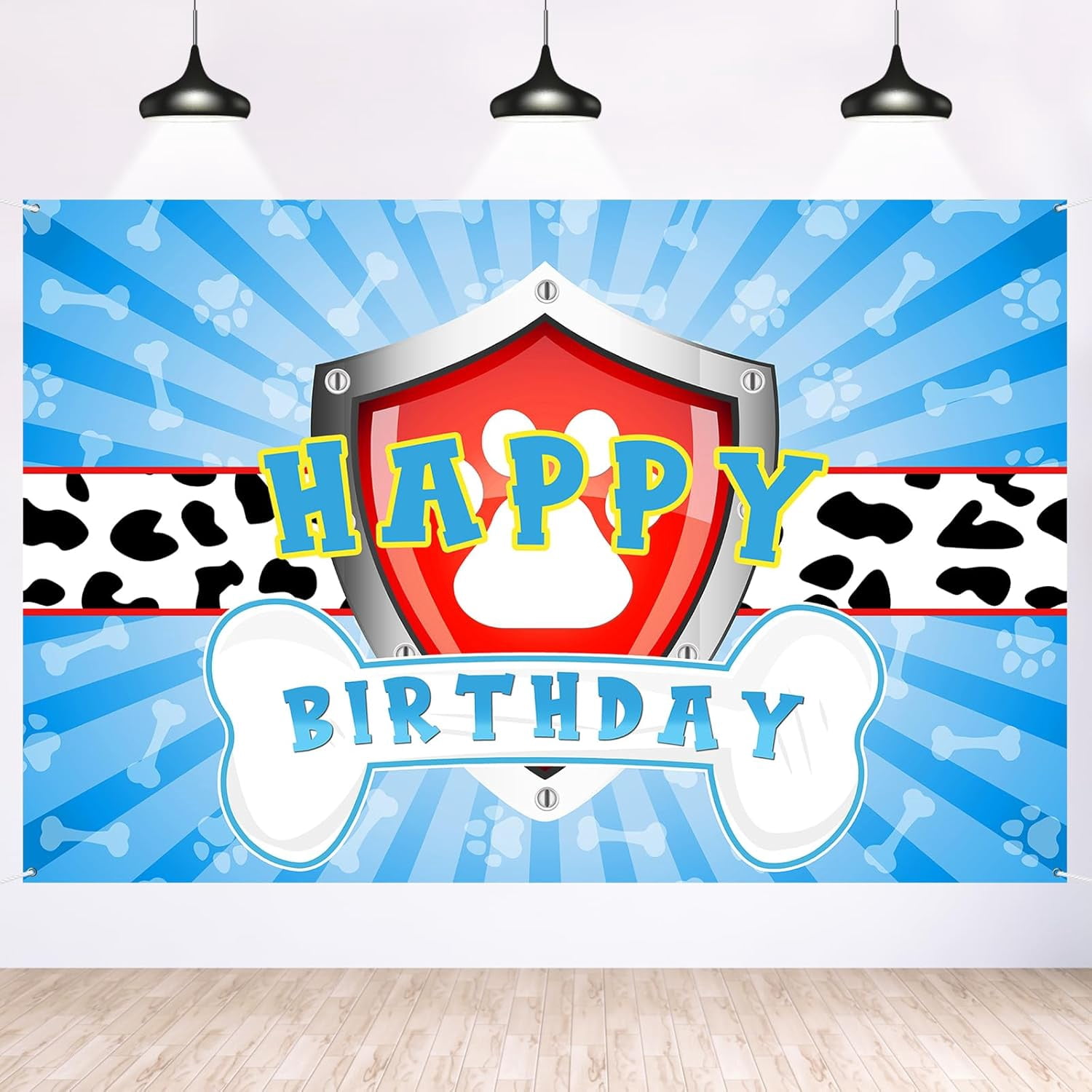 OdeJous Dog Paw Birthday Backdrop Banner Decor - 5x3 ft Paw Print ...