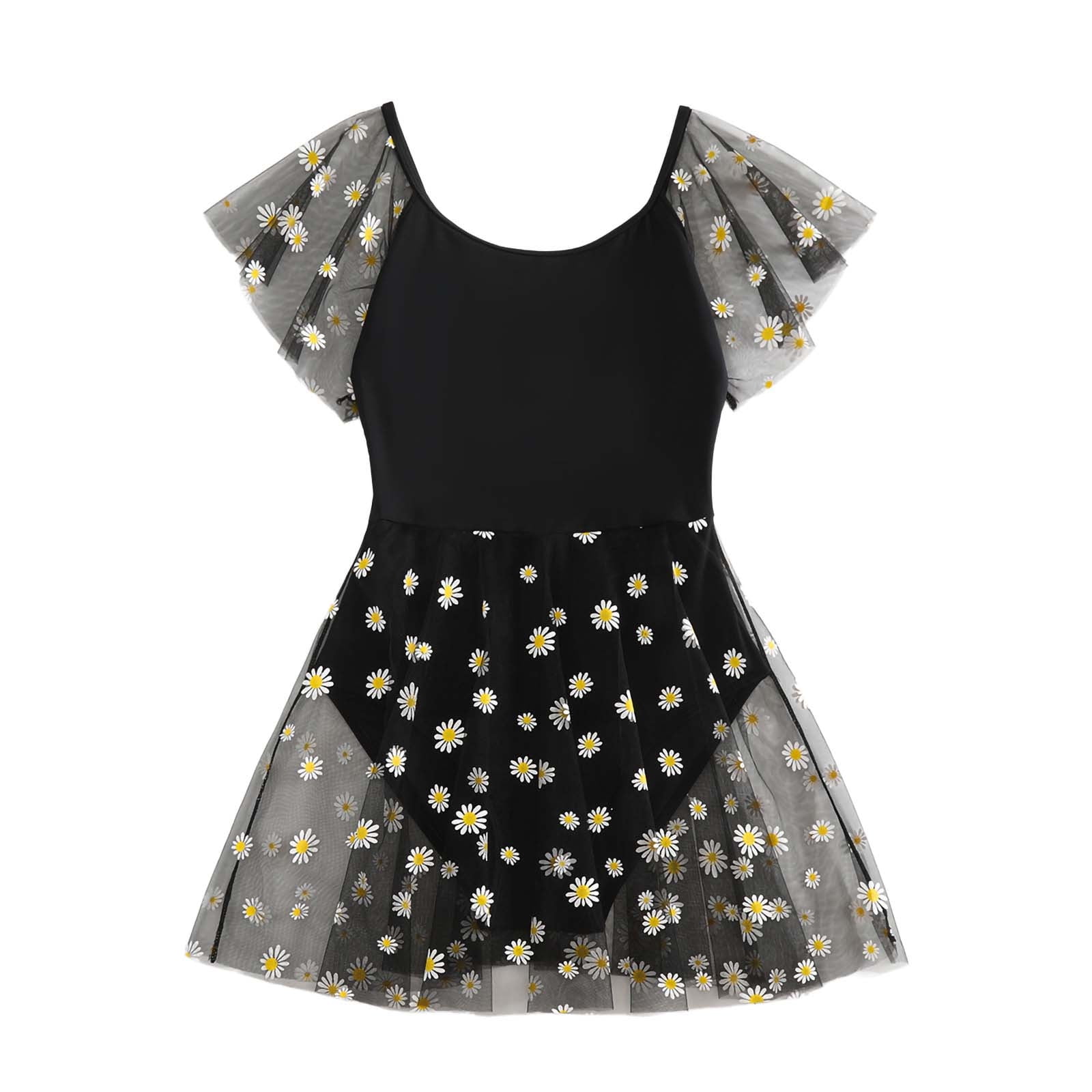 Odeerbi 1-15 Years Teen Girls One Piece Swim Dress Summer Daisy Tulle ...