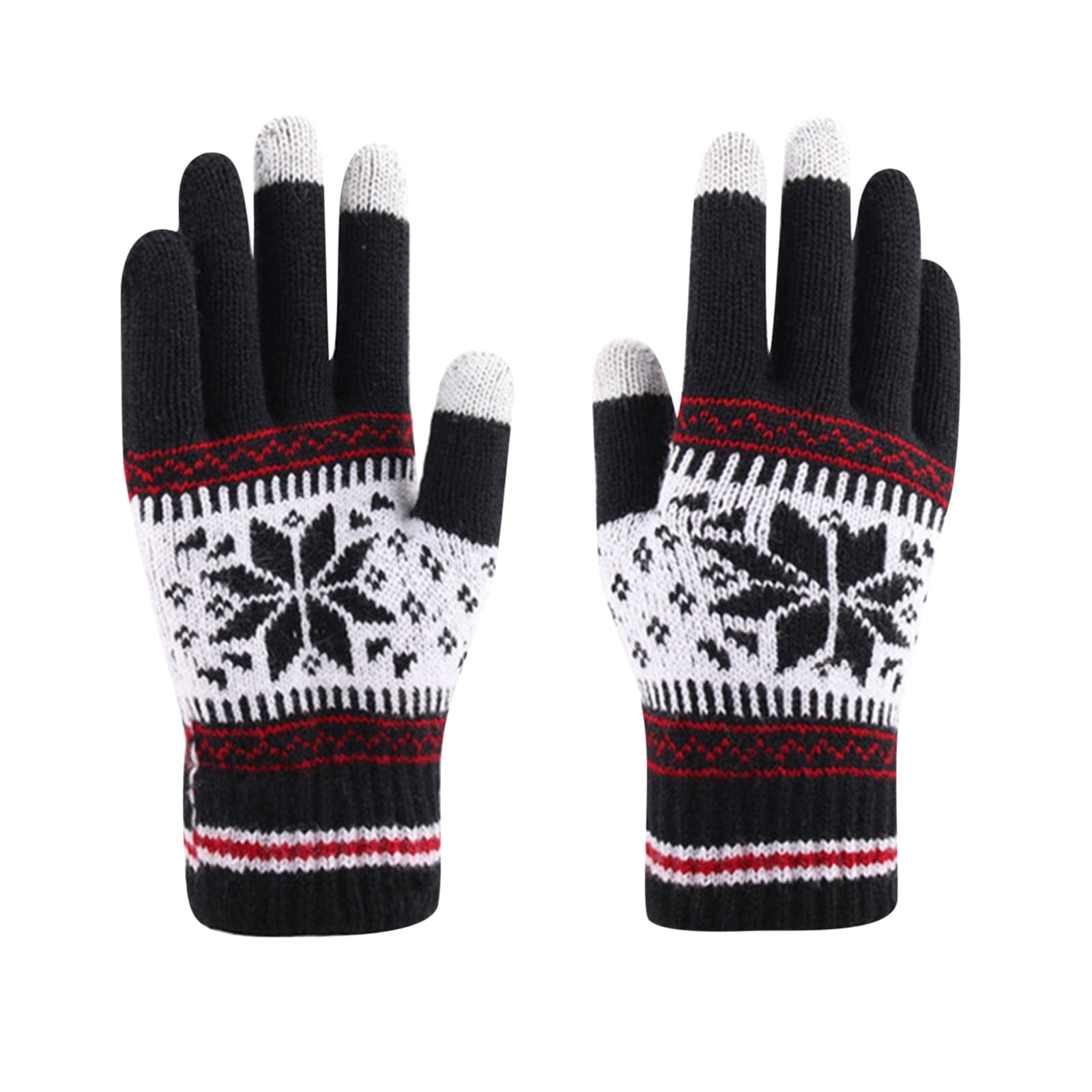 Odeerbi 2025 Christmas Gloves Women Christmas Layer Snowflake Plus ...