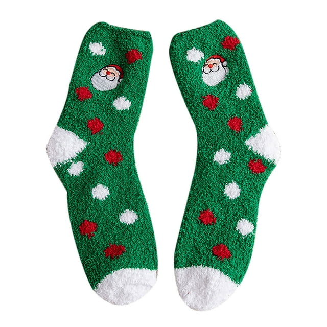Odeerbi 2024 Christmas Socks Woman's Girls Christmas Cute Coloer Stripe ...