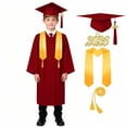 Odeerbi 5-17 Years Kids Teen Boys Girls Graduation Gown Set Solid Color ...
