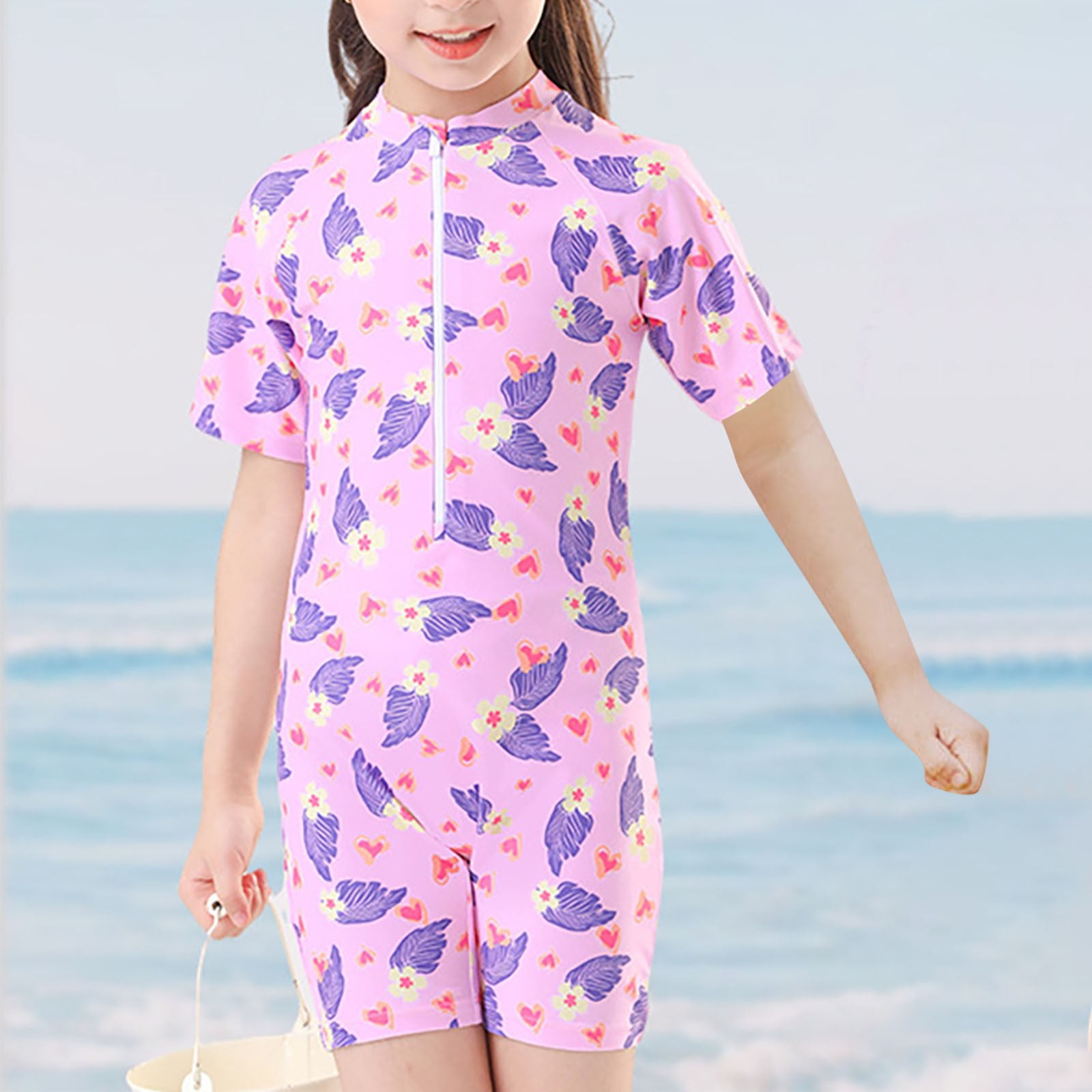 Odeerbi 6-12 Years Kids Girls One Piece Athletic Training Swimsuit ...