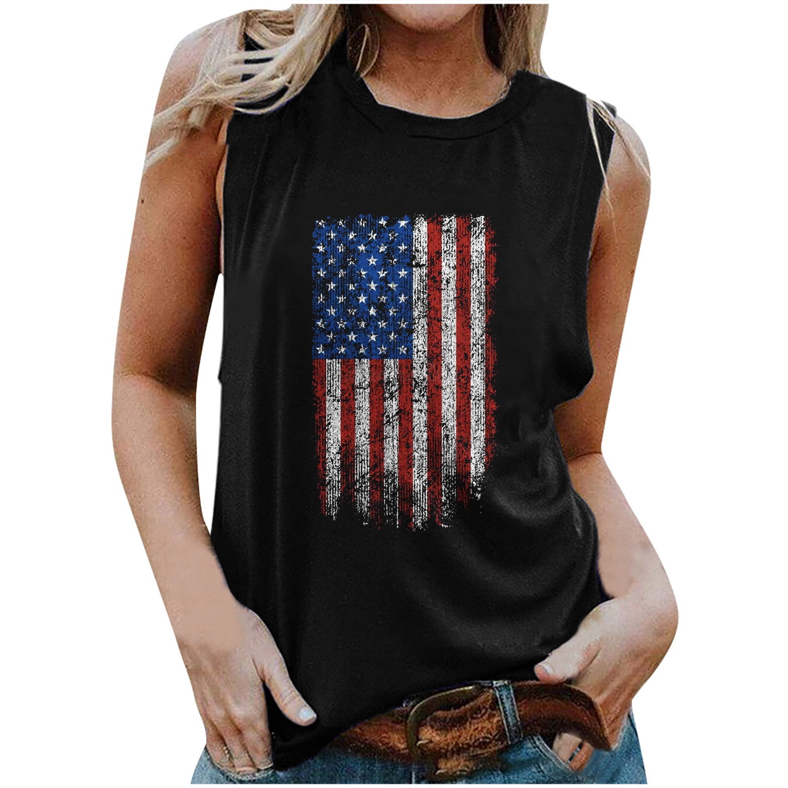 Odeerbi American Flag Patriotic Tank Top for Women Summer USA Flag Star ...