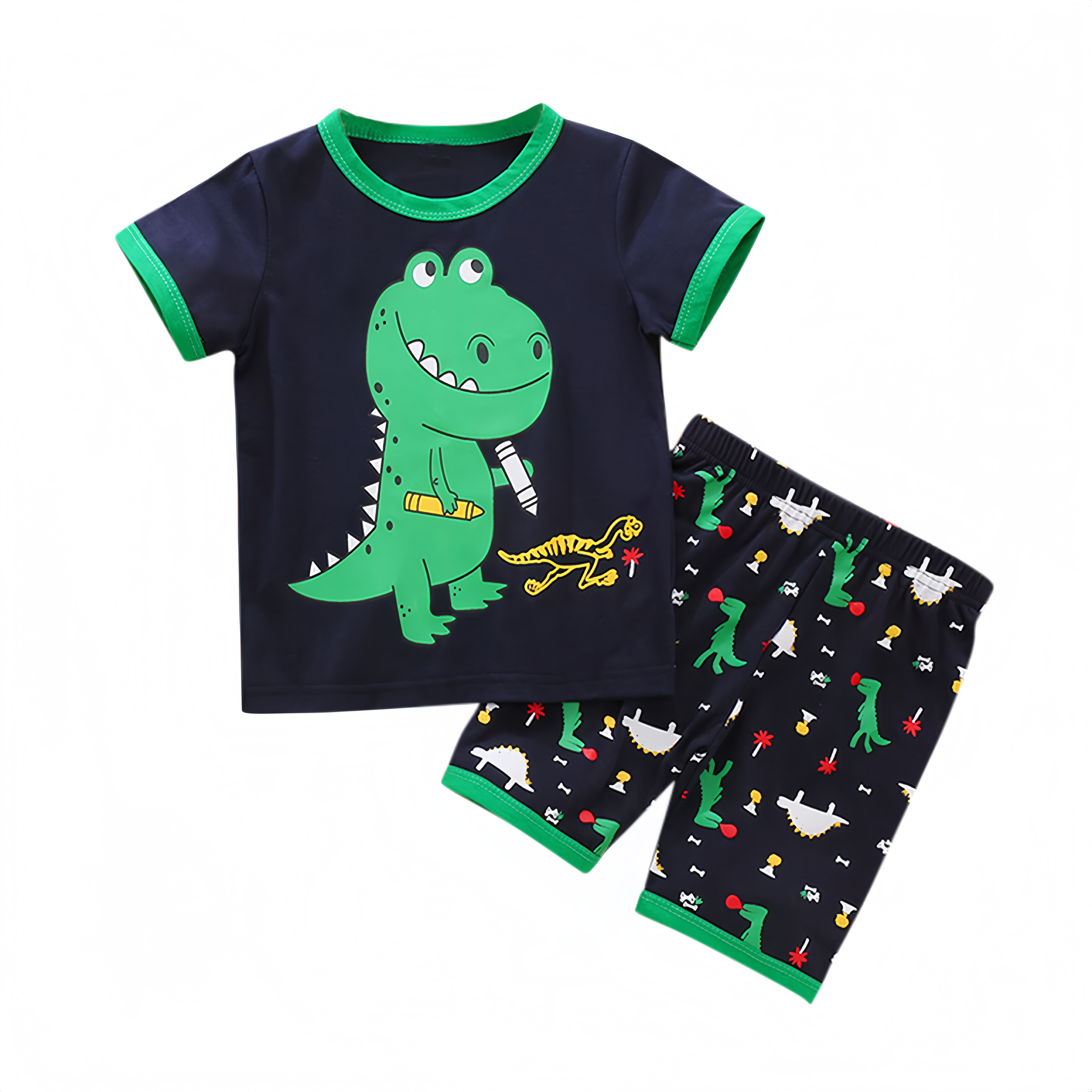 Odeerbi Toddler Boys Dinosaur Clothes Set, T-Shirt and Shorts, Mint ...