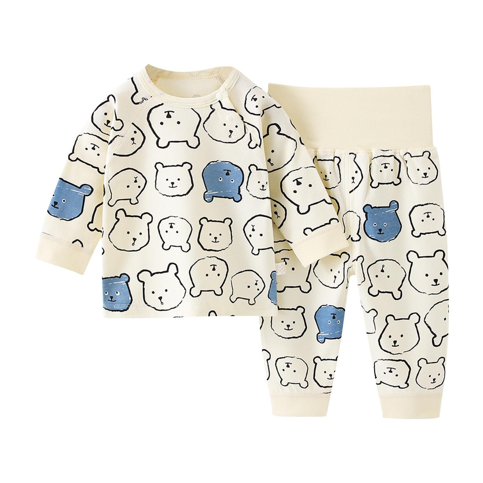 Odeerbi Baby Boys Girls Long Johns Cartoon Print Thermal Underwear Set ...