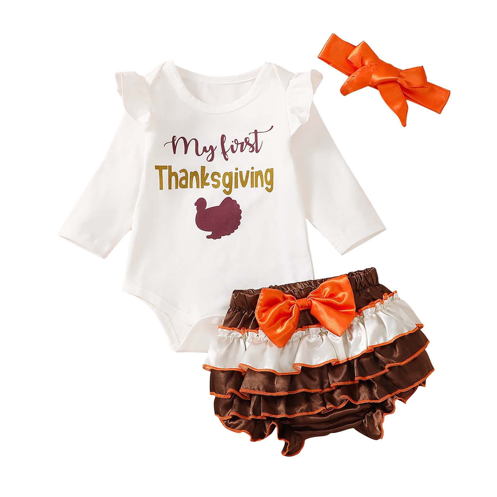 Odeerbi Baby Girls Outfits First Thanksgiving Jumpsuit Romper with ...