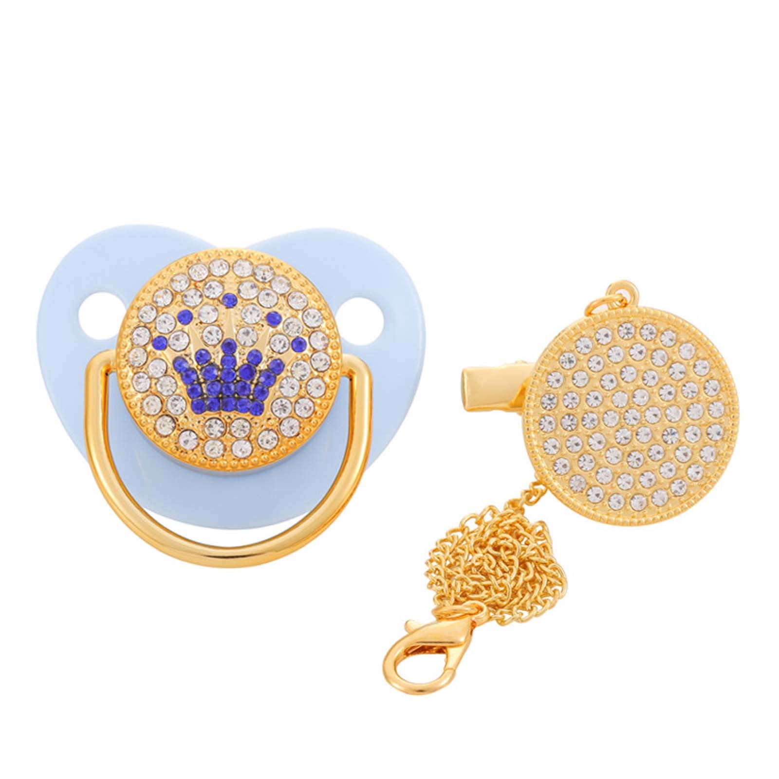 Odeerbi Baby Pacifier Weaning Point Drill Crown With Chain Clip ...
