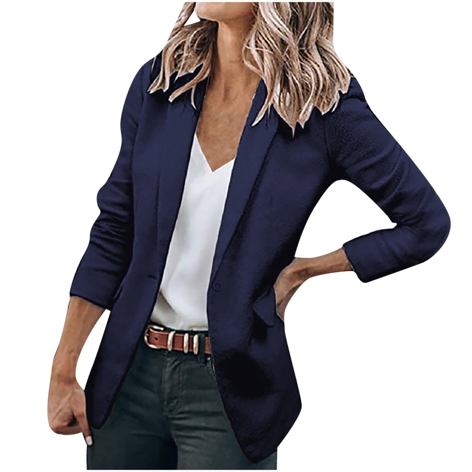 Odeerbi Blazer for Women Thin Button 2024 Long Sleeve Tops Blouse Shirt ...