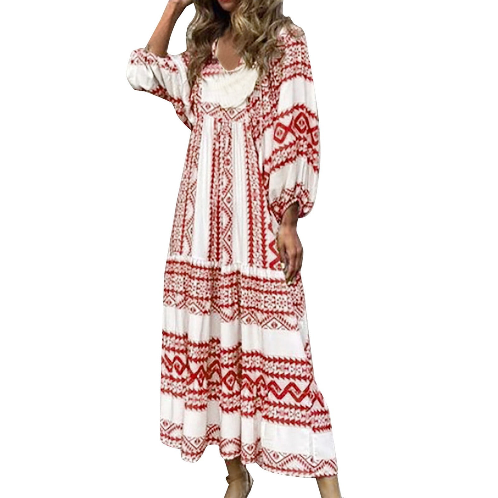 Odeerbi Boho Floral Dresses for Women Beach Sundresses Three Quarter ...