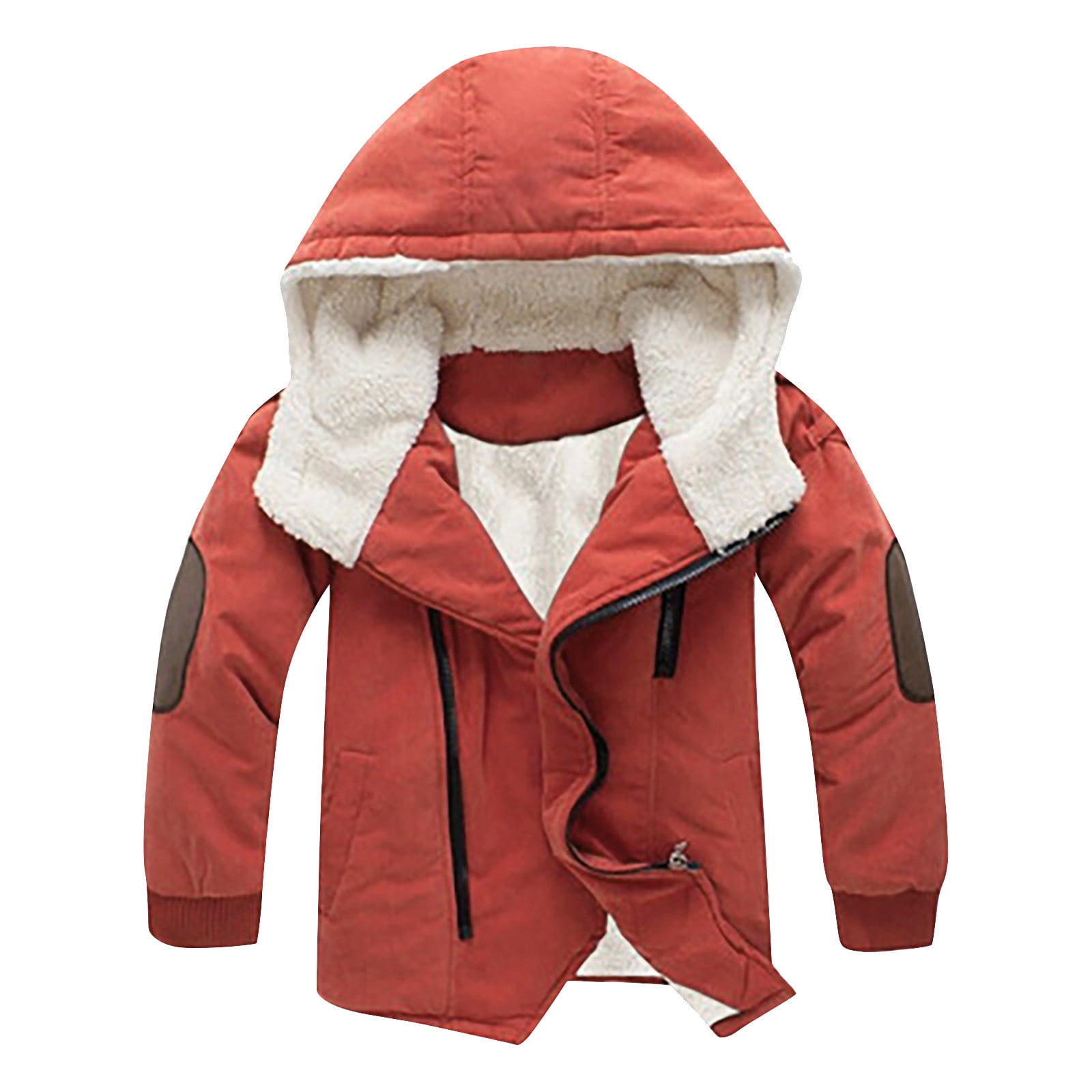 Odeerbi Boys Cotton-padded Fleece Hooded Jacket, Mid-length, Sizes 3-12 ...