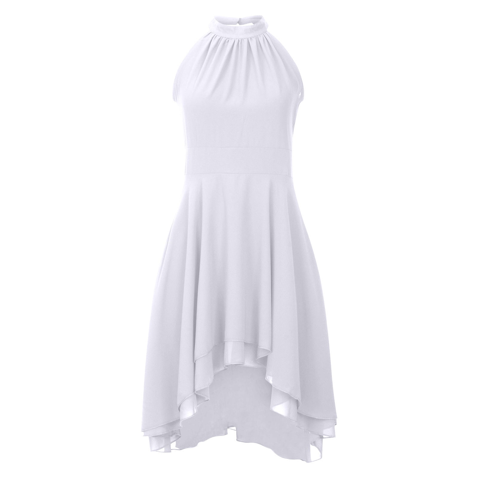 Odeerbi Chiffon Double Layer Dresses for Women Sleeveless Ruffles ...