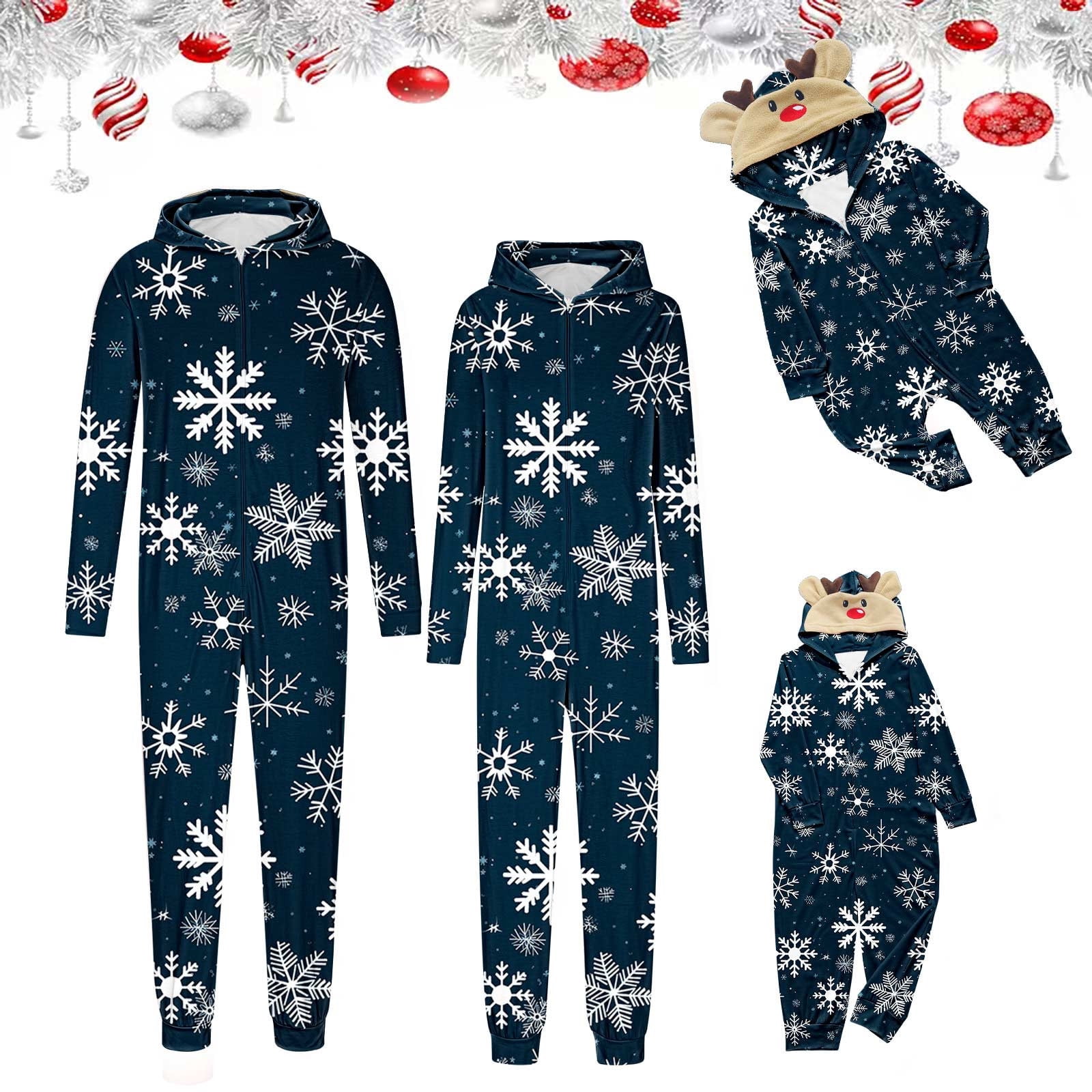 Odeerbi Christmas Onesie Pajamas for Family Holiday Hooded Sleep ...