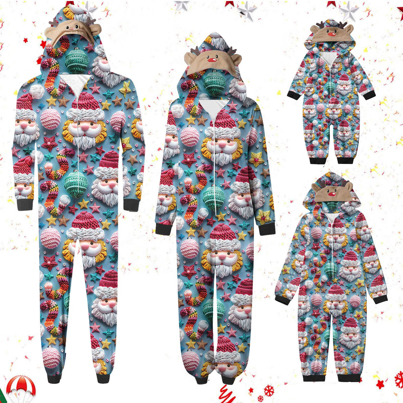 Odeerbi Christmas Onesie Pajamas for Family Holiday Sleep Jumpsuit Long ...