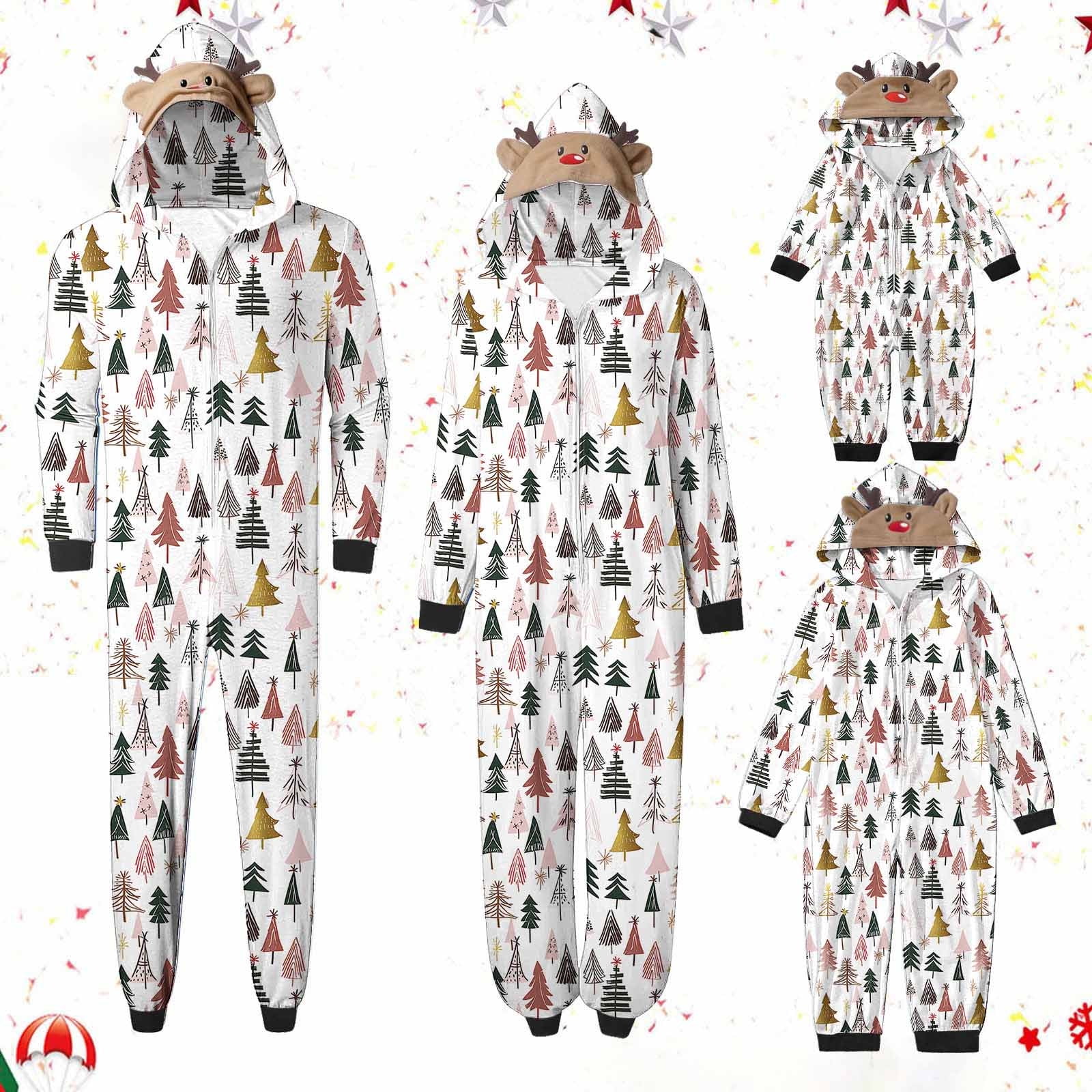 Odeerbi Christmas Onesie Pajamas for Family Holiday Sleep Jumpsuit Long ...