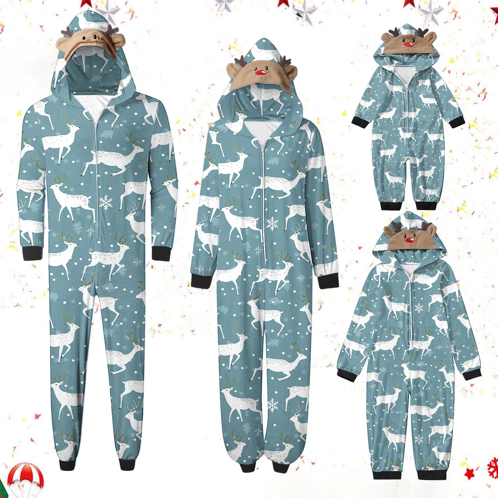 Odeerbi Christmas Onesie Pajamas for Family Holiday Sleep Jumpsuit Long ...