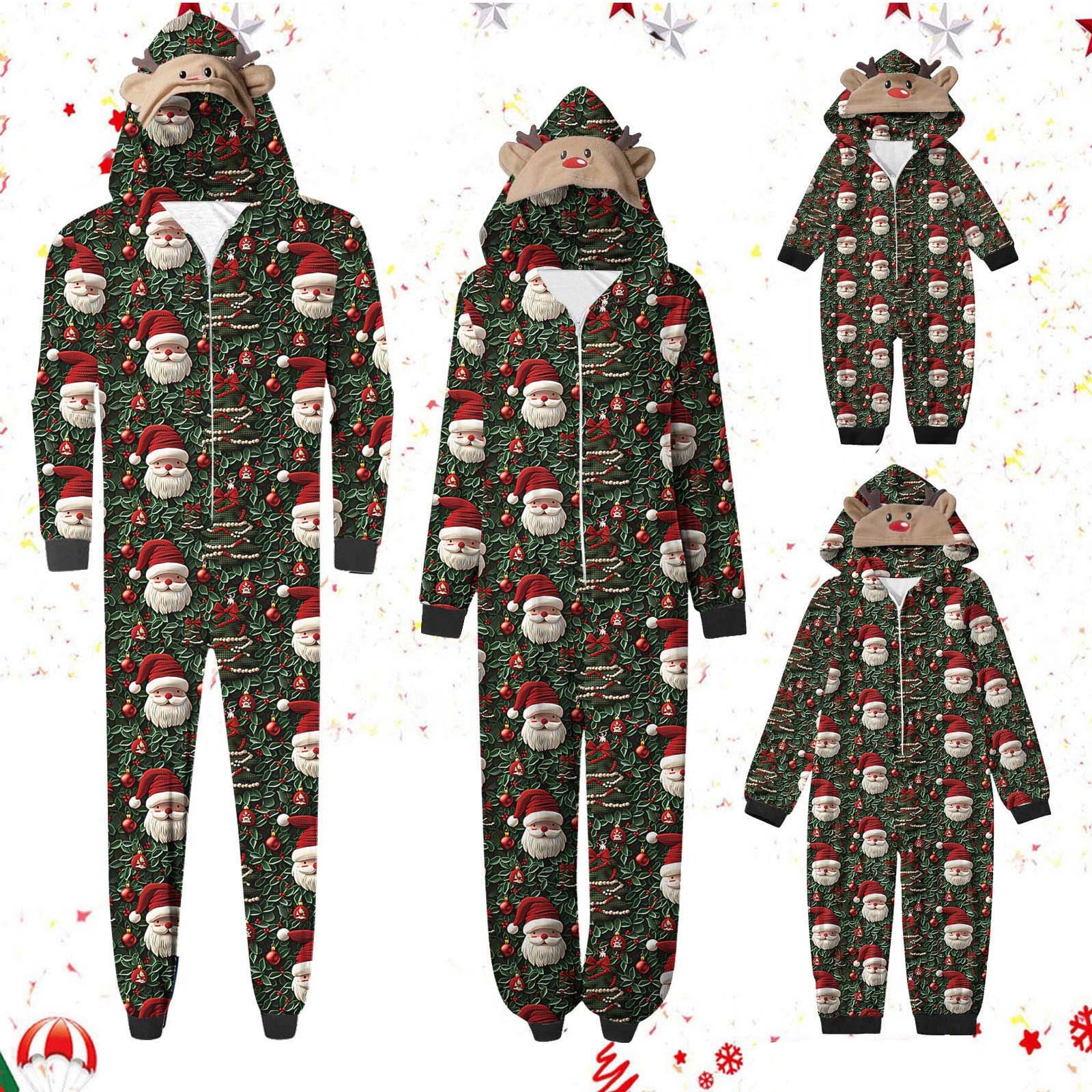 Odeerbi Christmas Onesie Pajamas for Family Holiday Sleep Jumpsuit Long ...
